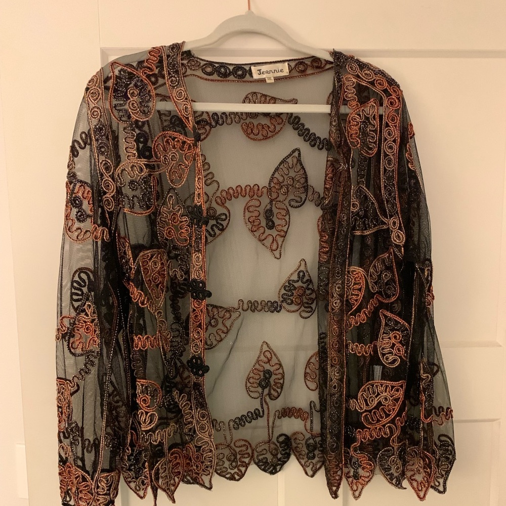 Genuine Jeannie Sheer, Embroidered Jacket - Gem